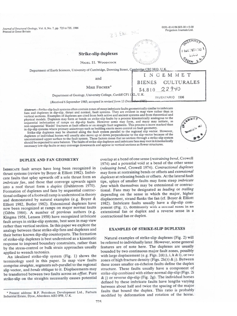 Strike Slip Duplexes-Woodcock-1986 PDF | PDF