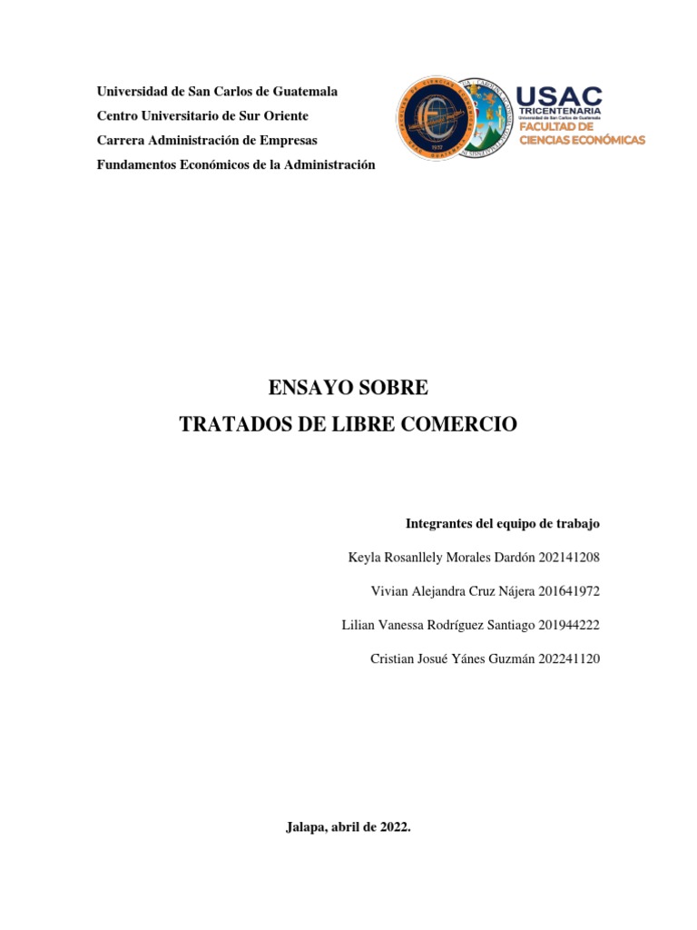 Ensayo Tratados de Libre Comercio PDF | PDF | Tratado de Libre Comercio Norteamericano | Comercio