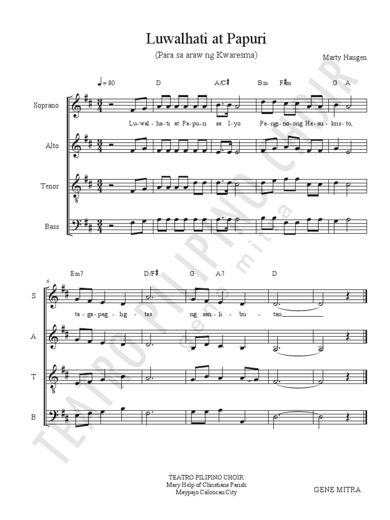Luwalhati At Papuri Marty Haugen Tagalog Ver Wm Pdf Pdf
