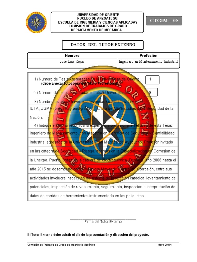 CTGIM - 05 - Datos Del Tutor Externo | PDF