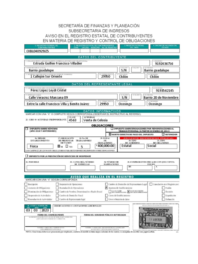 Registro Estatal de Contribuyente-1 | PDF Registro Estatal de Contribuyente-1 | PDF