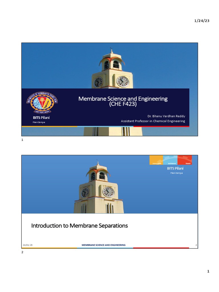 Lecture - 2 | PDF | Membrane Technology | Membrane