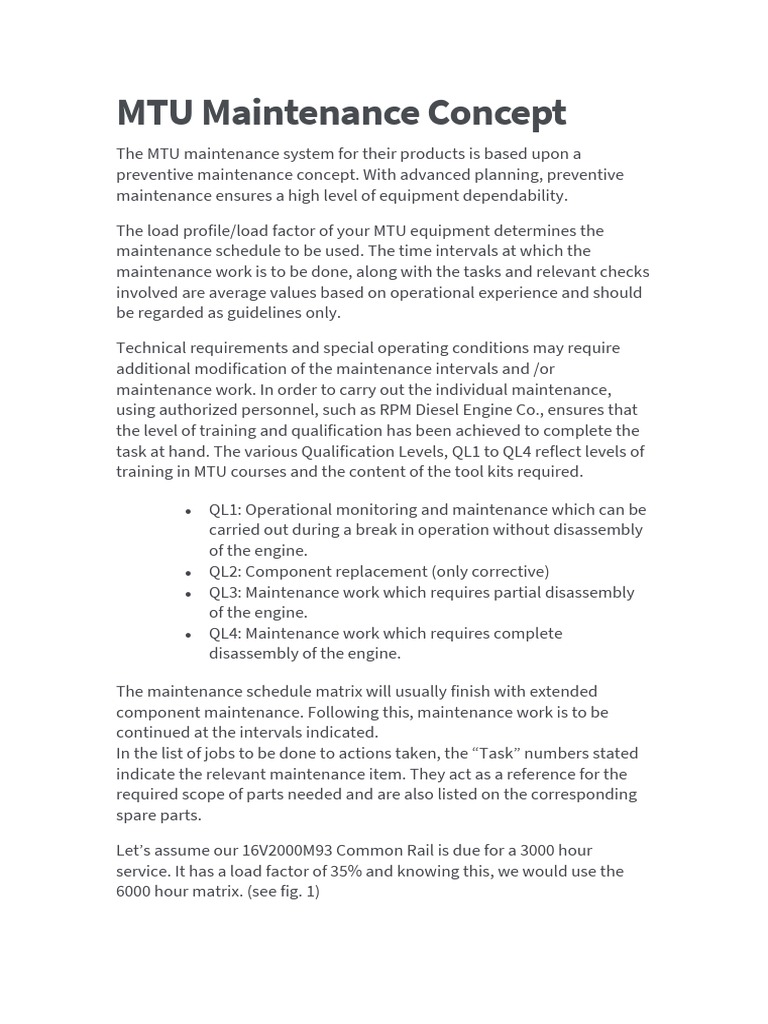 MTU Maintenance Concept | PDF | Engines | Internal Combustion Engine