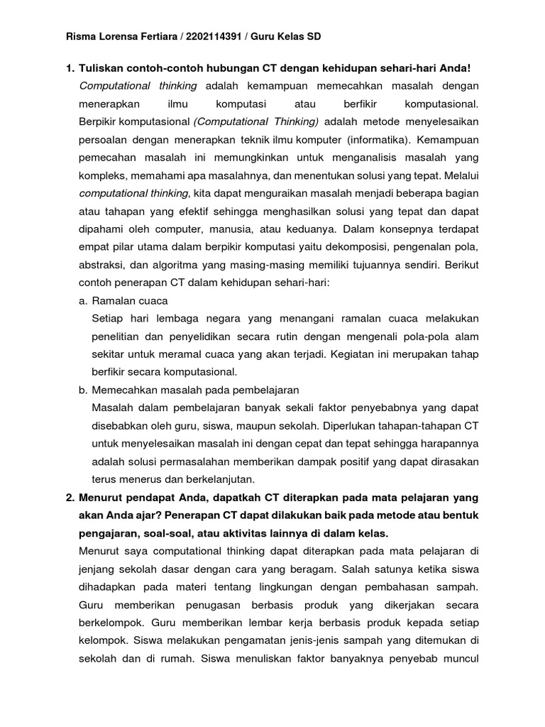 Koneksi Antar Materi T1 CT PDF | PDF