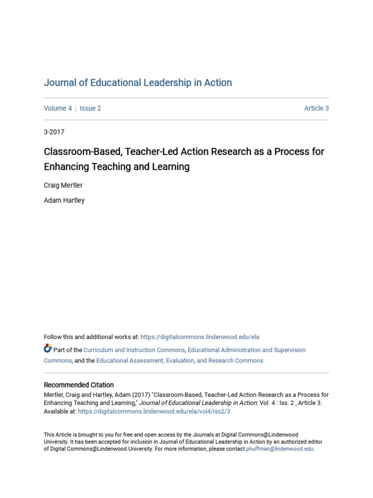 Classroom-Based Teacher-Led Action Research As A Process For Enh | PDF ...