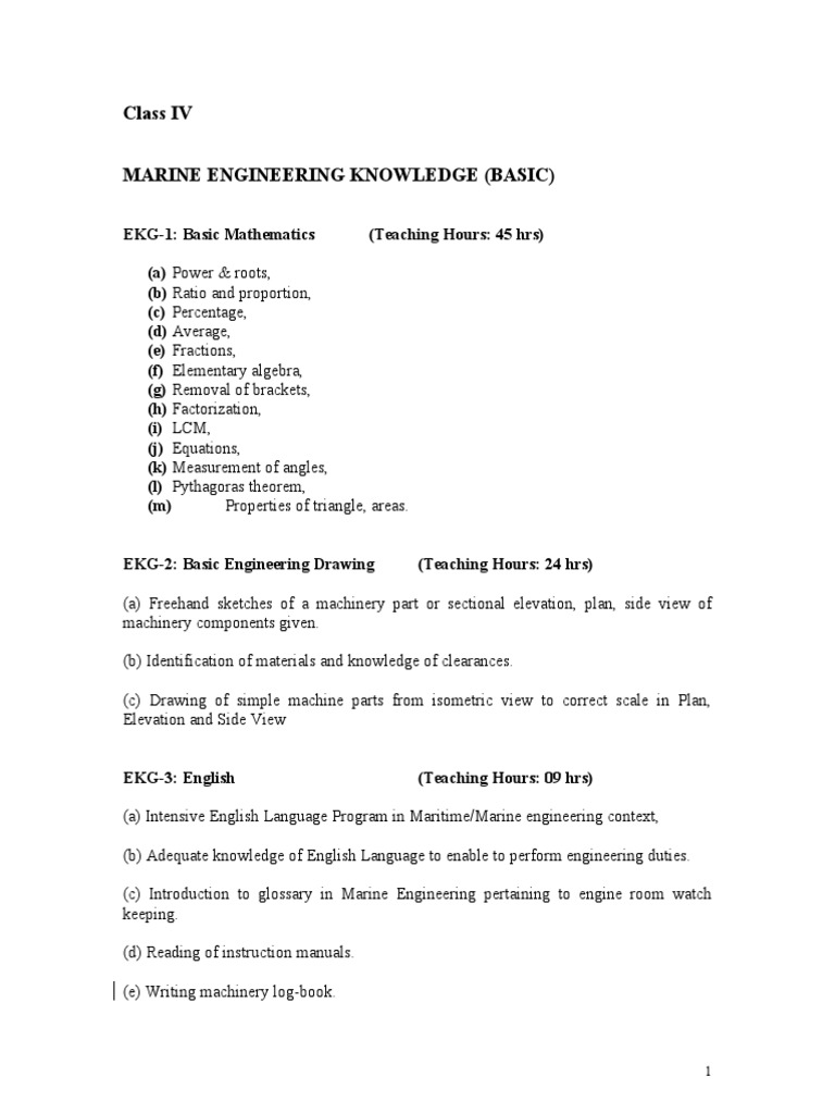 Marine Engineering Knowledge & Practice Class IV | PDF | Buoyancy | Engines