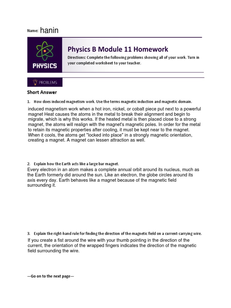 Module11homework 2 Pdf Pdf Magnetic Field Magnet
