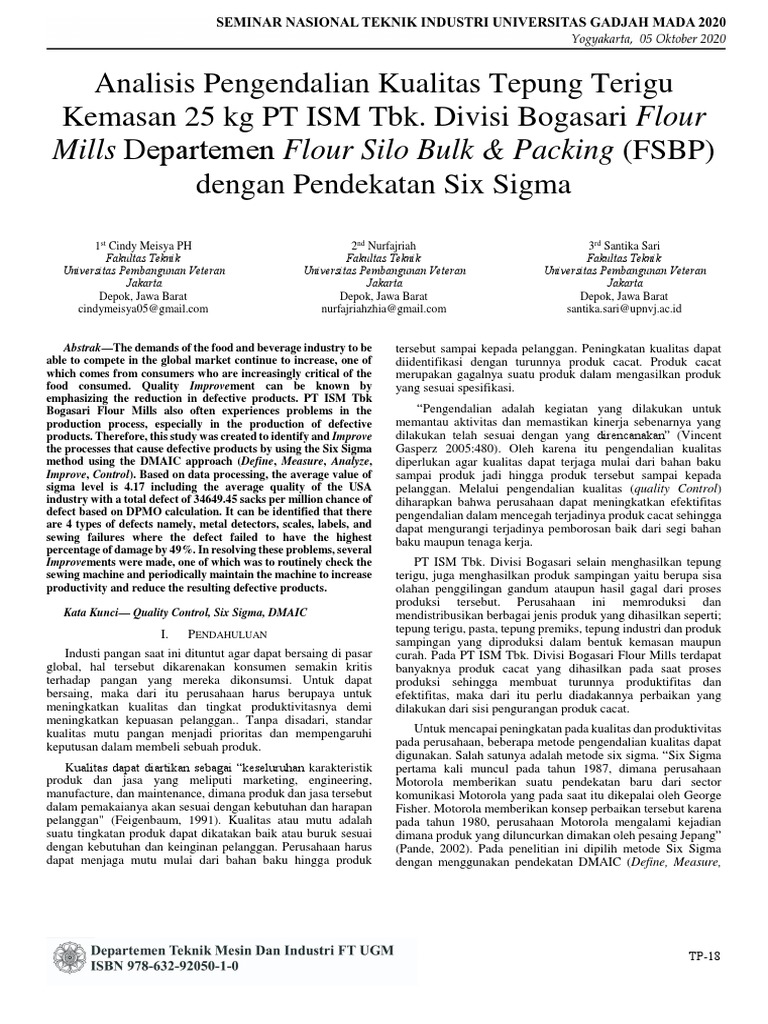 PROSIDING SENTI 2020-TP Revisi 4-1-80 ORIGINAL - 4 Cindy Meisya PH | PDF | Six Sigma | Quality ...