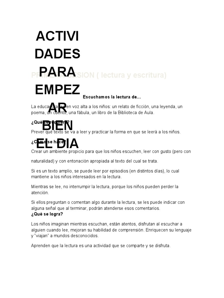 Antologia de Actividades para Empezar Bien El Dia | PDF | Narración