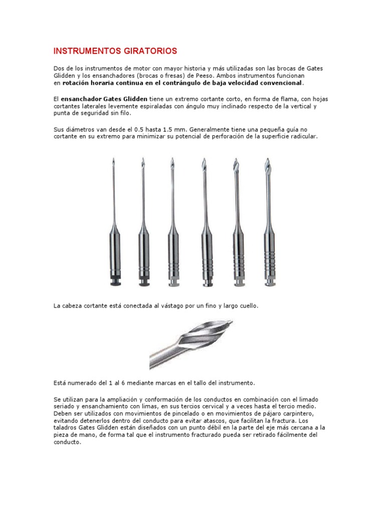 Fresas Gates Glidden y Peeso en Endodoncia | PDF | Perforación ...