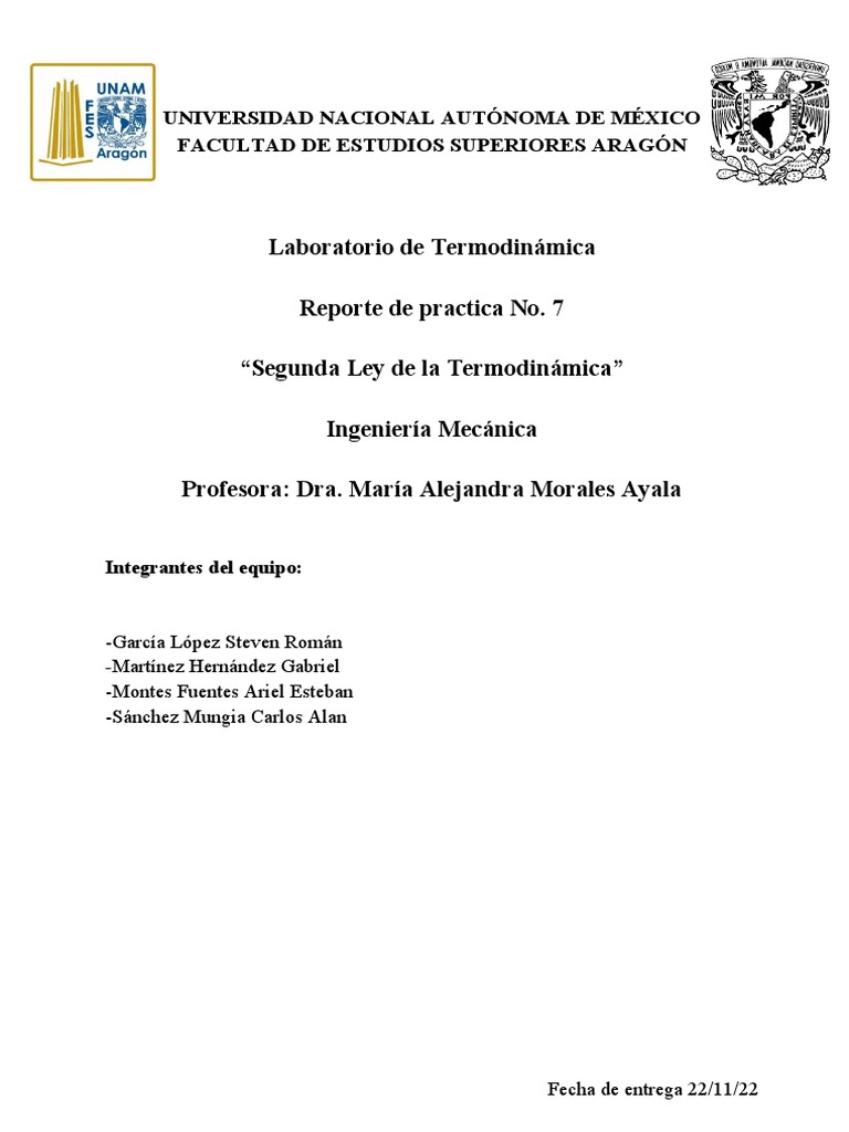 Fromato Practicas7version1 | PDF | Segunda ley de la termodinámica ...