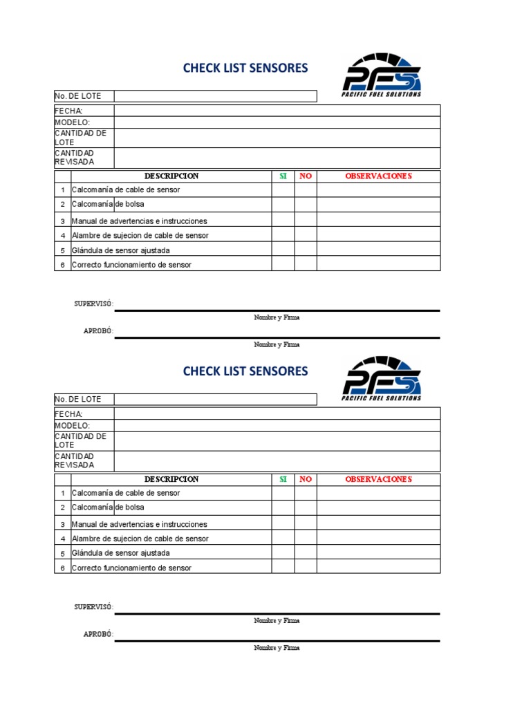 Check List Sensores - 24.05.2022 | PDF