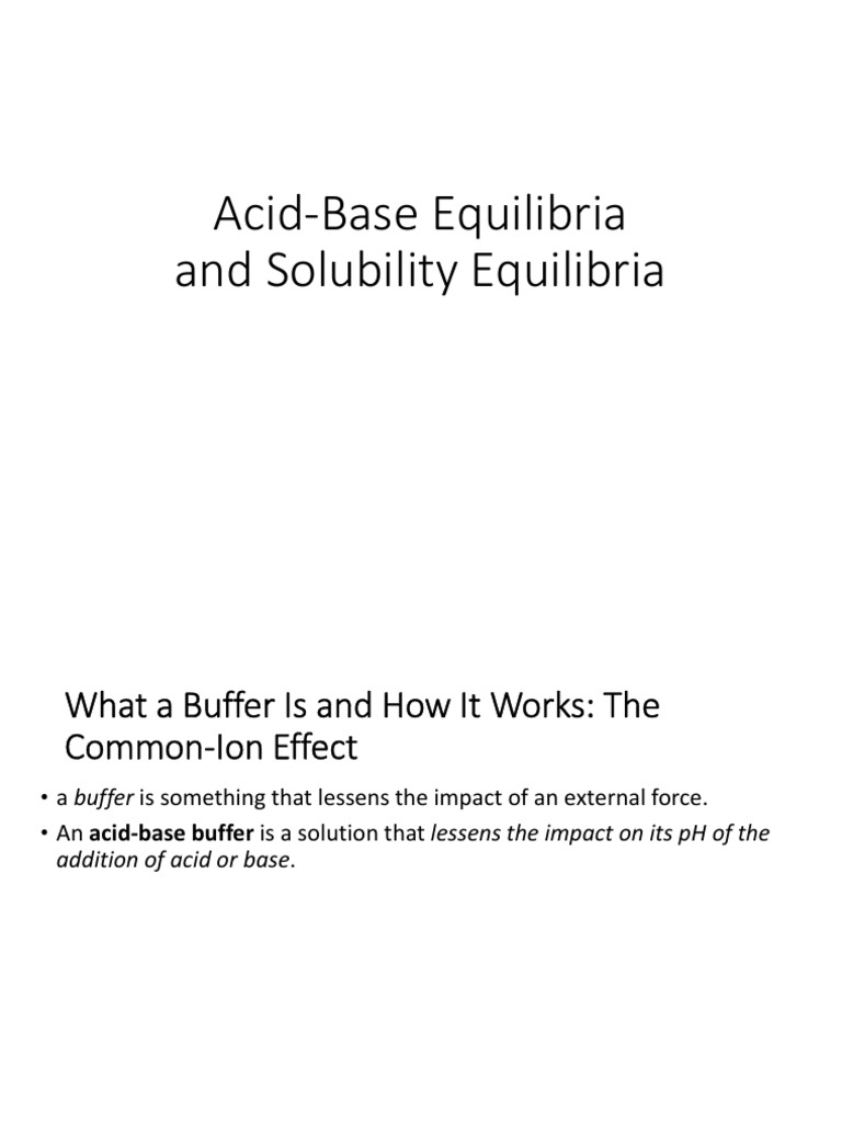 Acid Base Equlibrium Lecture 1 PDF | PDF | Buffer Solution | Acid