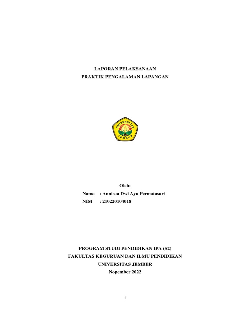 LAPORAN PPL Annisaa Dwi Ayu Permatasari 210220104018 | PDF