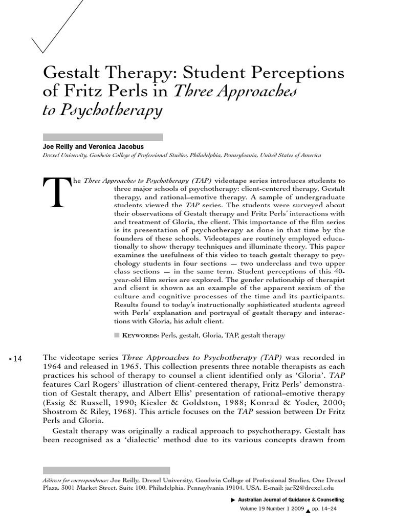 Gestalt Therapy: Student Perceptions of Fritz Perls in Three Approaches ...