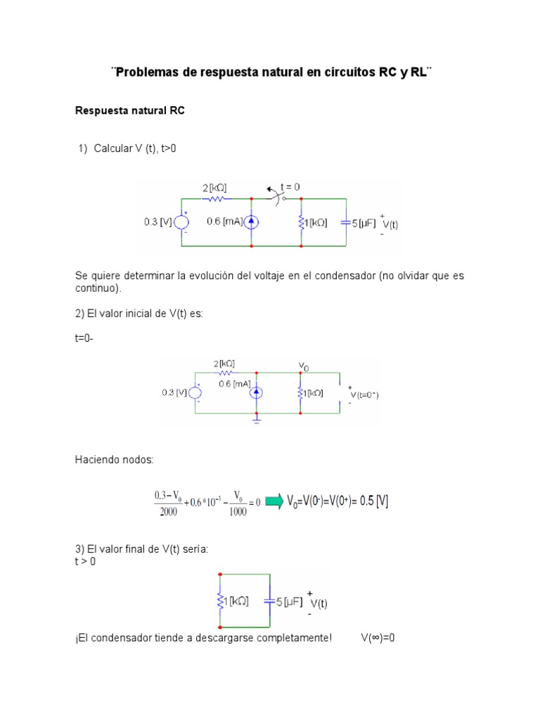 Problemas de Respuesta Natural en Circuitos RC y RL | PDF