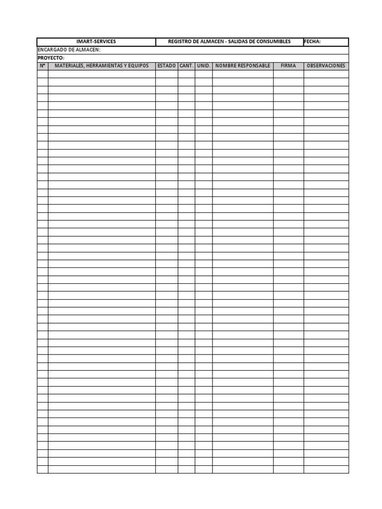 Planilla Salidas | PDF