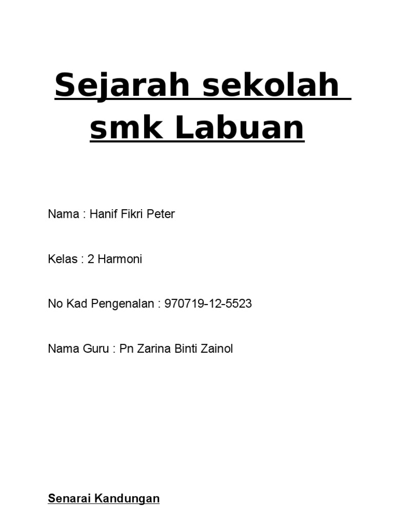 Sejarah Sekolah SMK Labuan | PDF