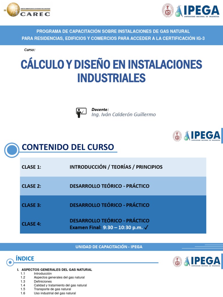 Cálculo y Diseño en Instalaciones Industriales Ig3 Ipega - Carec - Icg ...