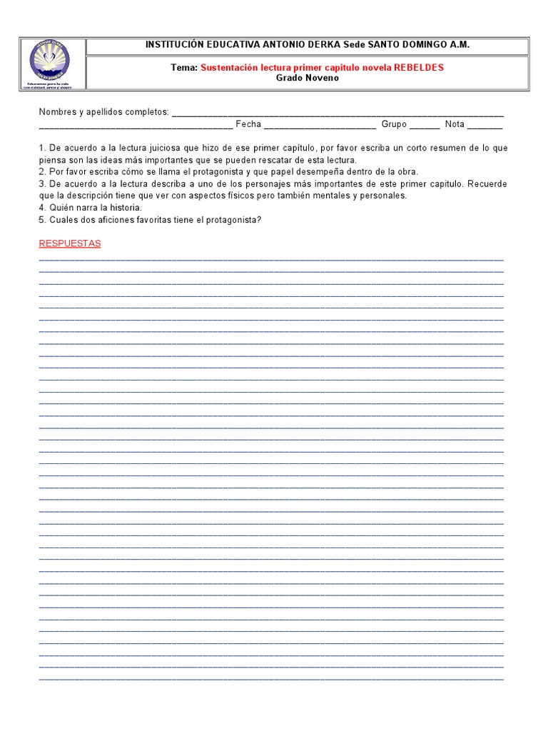 Sustentación Lectura Primer Capitulo Rebeldes | PDF
