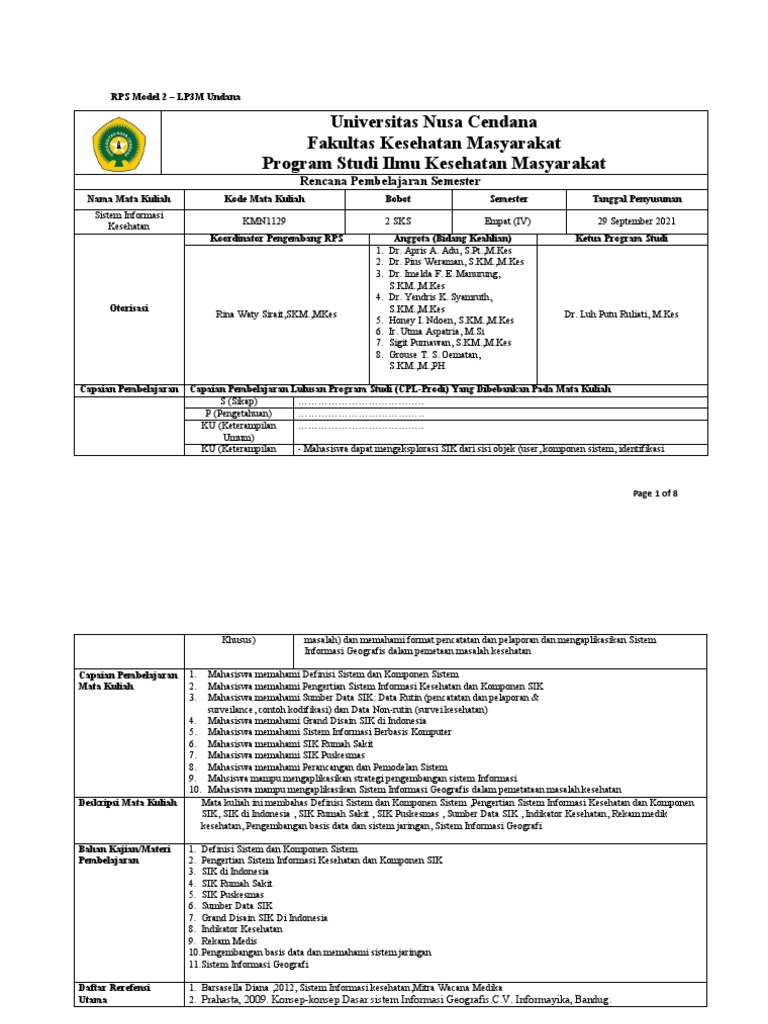 Sistem Informasi Kesehatan Undana | PDF