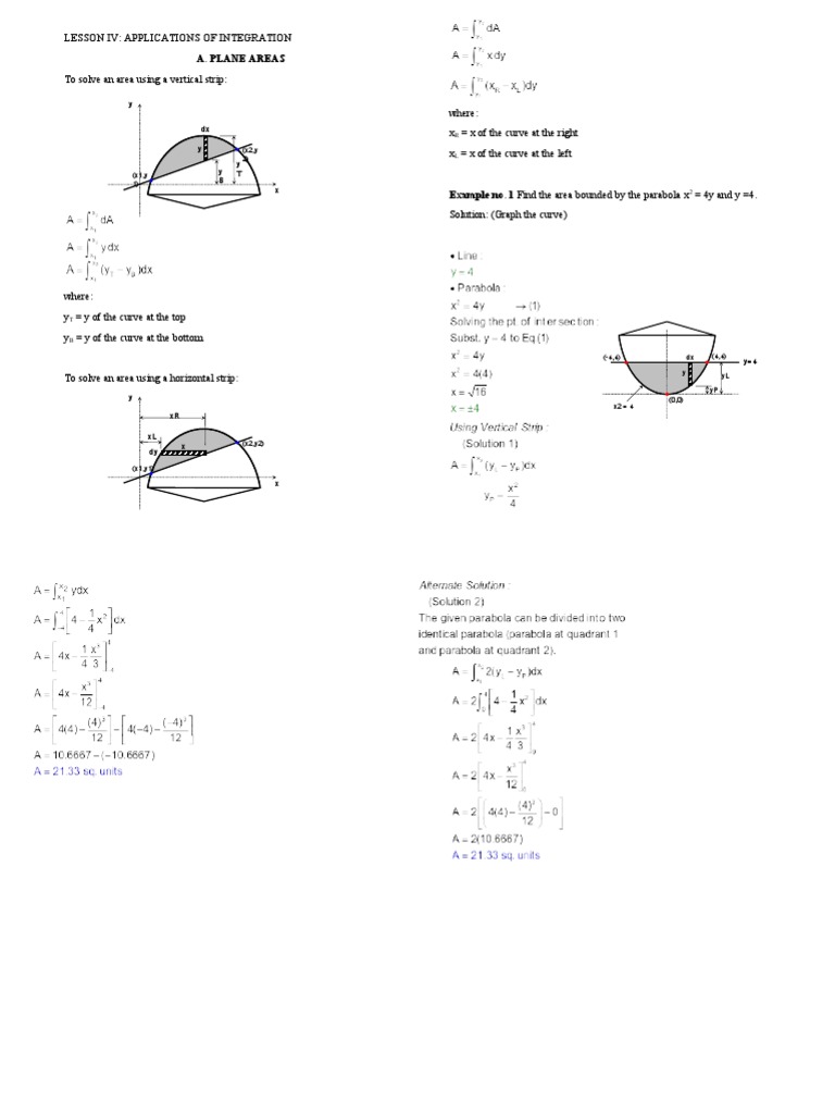 Calculus 2 Lesson 4 094419 Pdf Cartesian Coordinate System Area