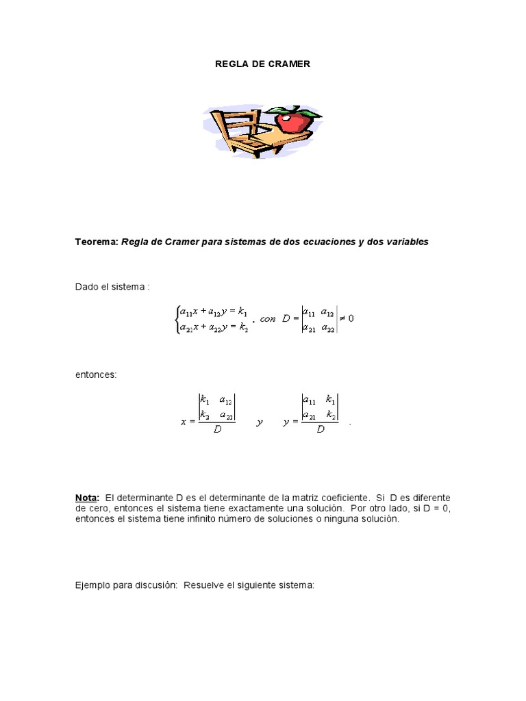 Regla de Cramer | PDF | Determinante | Ecuaciones