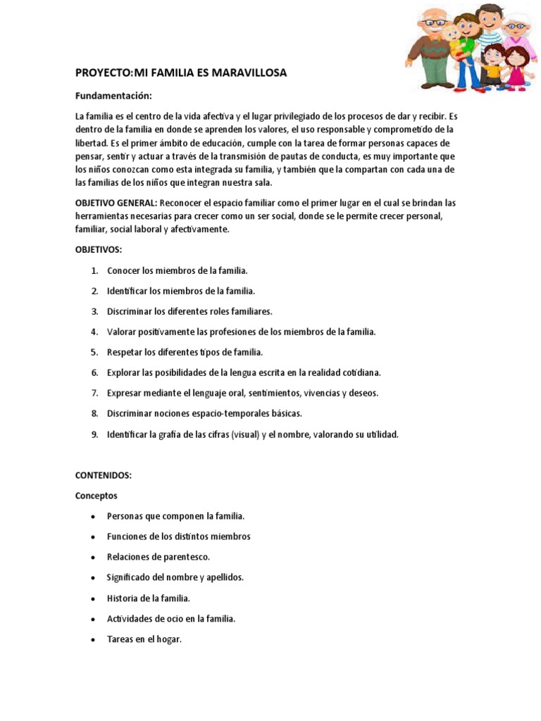PROYECTO Mi familia es maravillosa | PDF | Aprendizaje | Ciencia cognitiva