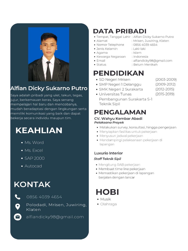 Alfian Dicky - Curriculum Vitae Alfian Dicky | PDF