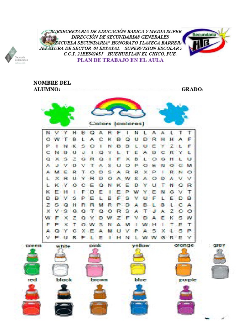 Sopa de Letras Ingles Imprimir | PDF