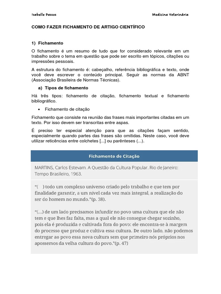 Como Fazer Fichamento de Artigo | PDF | Citação | Abstract (resumo)