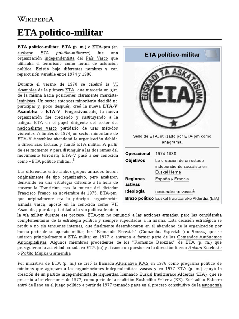 ETA Político-Militar | PDF | España | Vascos