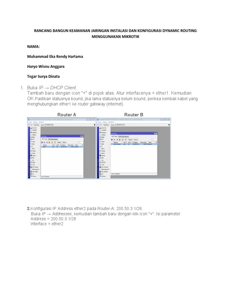 Rancang Bangun Keamanan Jaringan Instalasi Dan Konfigurasi Dynamic Routing Menggunakan Mikrotik