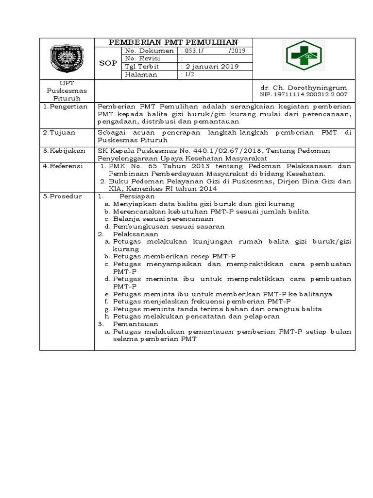 SOP Pemberian PMT | PDF