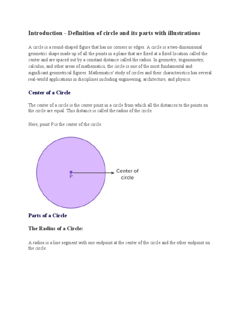 Introduction - Definition of Circle and Its Parts With Illustrations ...