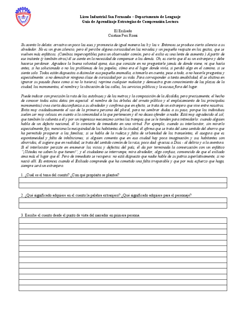 Guía Comprensión de Lectura (Cuento) II | PDF