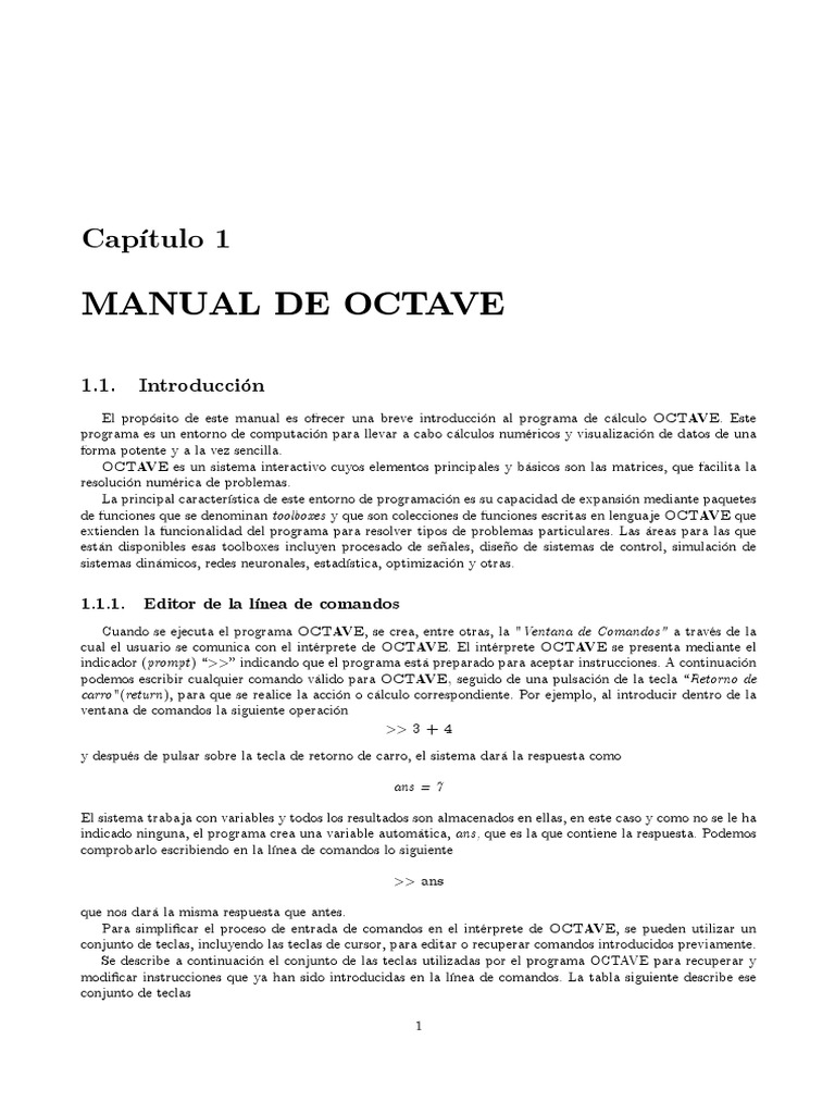Guía Octave V0 Pdf Matriz Matemáticas Programa De Computadora