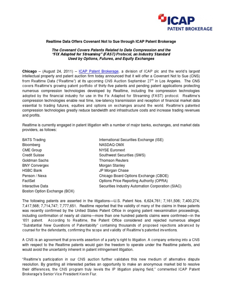 Realtime Data LLC CNS - Press Release - Final - 8 24 11 | PDF | Patent ...