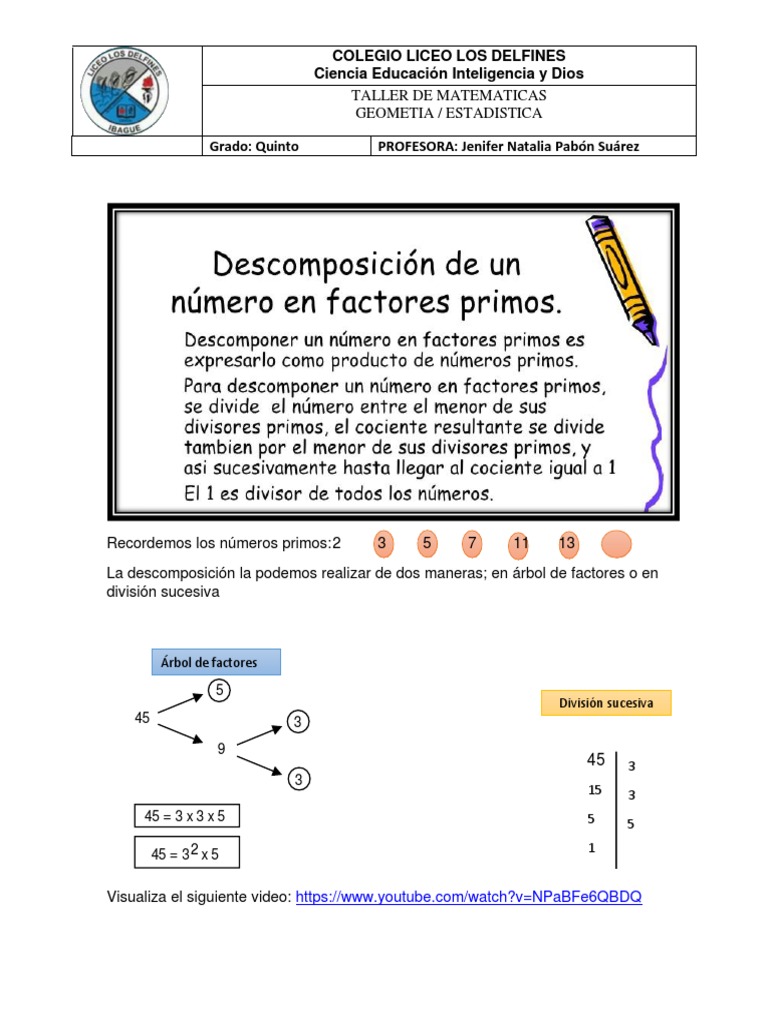 Taller de Matemáticas: Factores Primos | PDF