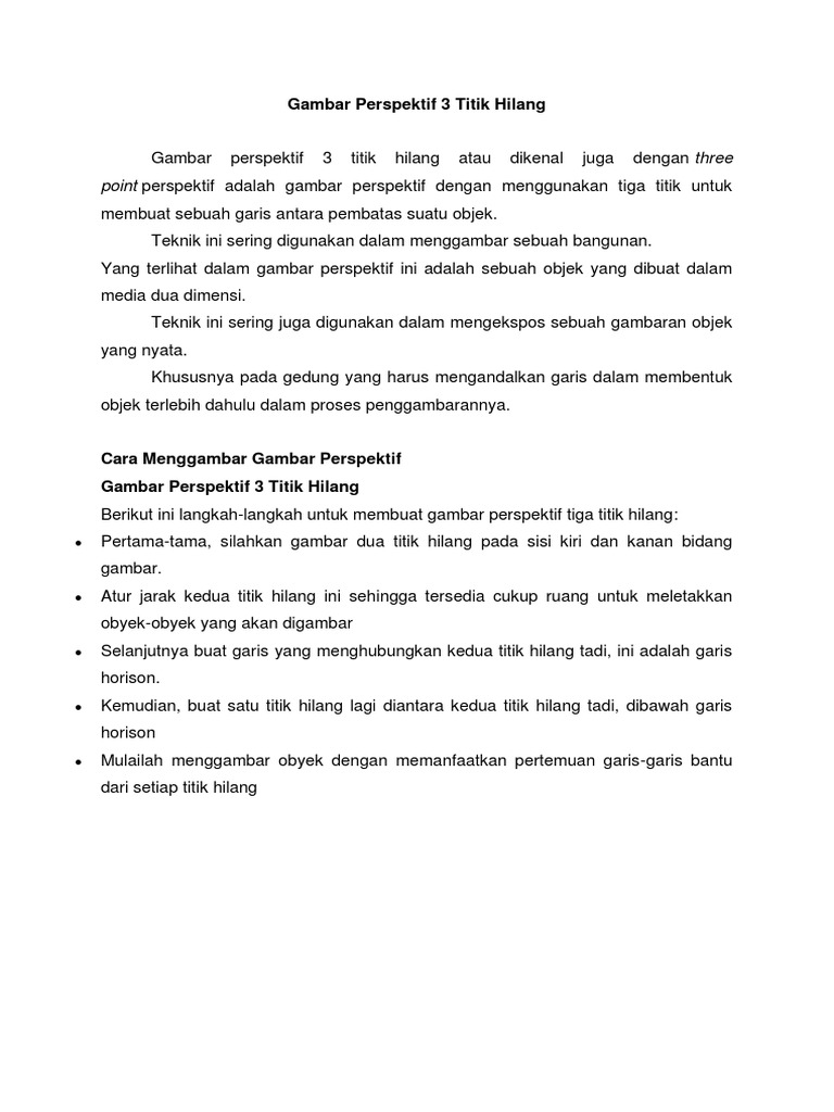 Gambar Perspektif Tiga Titik Hilang | PDF