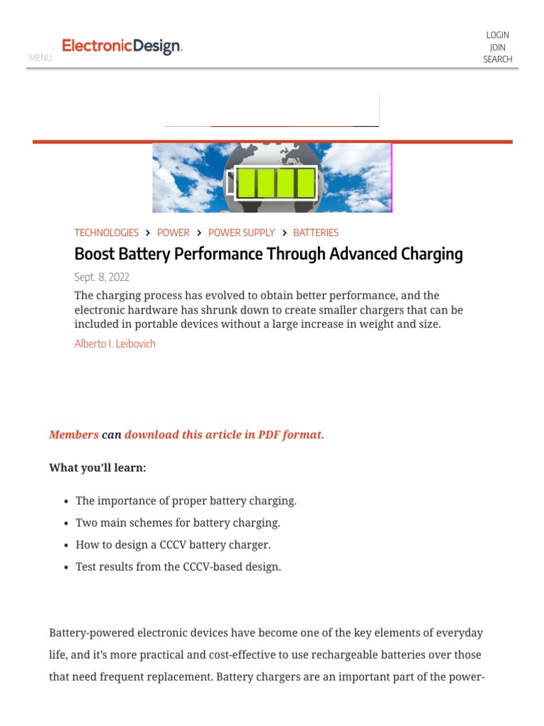 Boost Battery Performance Through Advanced Charging - Electronic Design ...