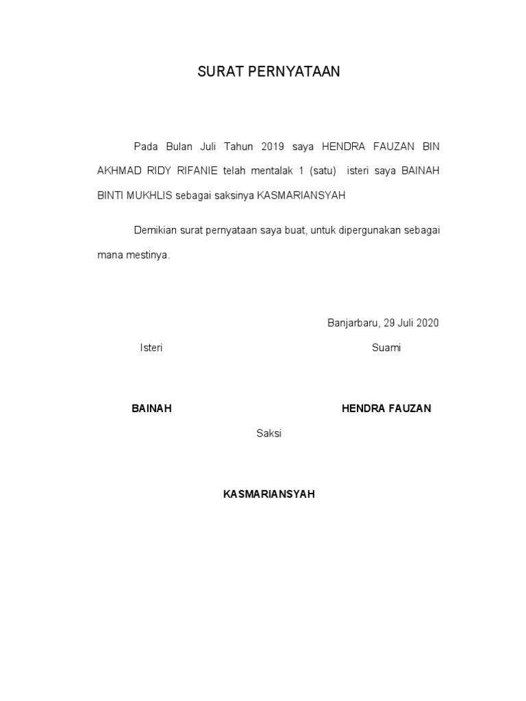 Surat pernyataan.doc | PDF