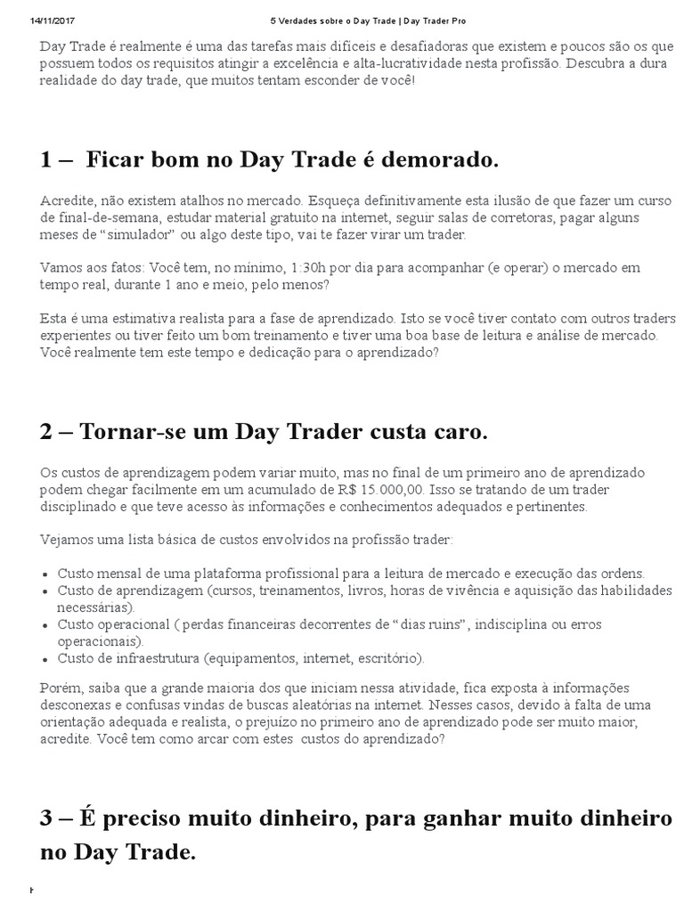 5 Verdades sobre o Day Trade | PDF | Day Trading (mercado financeiro ...