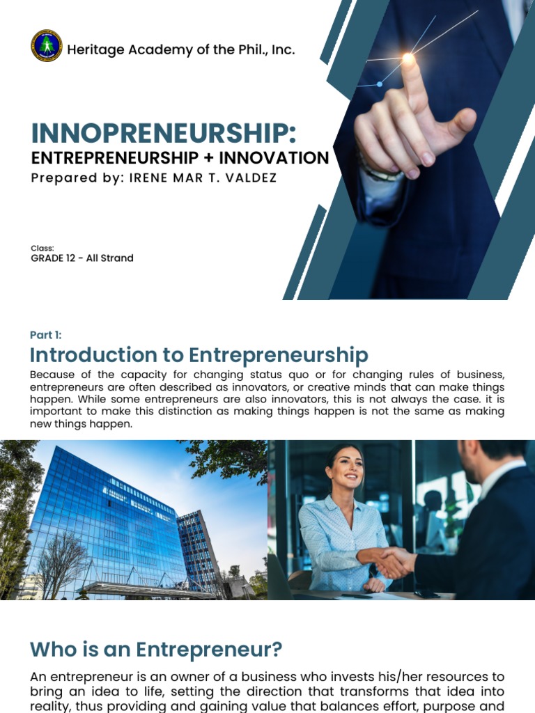 Innopreneurship Entrepreneurship + Innovation | PDF | Entrepreneurship ...