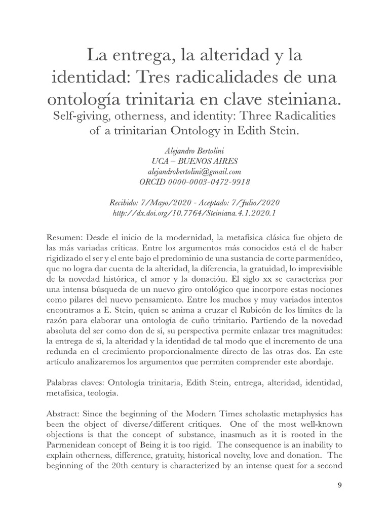 A. Bertolini, Entrega, Alteridad e Identidad PDF | PDF