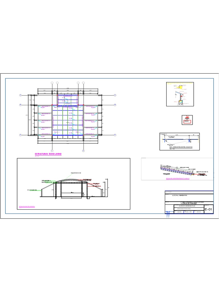 Estructuras: Techo Liviano: Detalle de Vigas Principales P-1 en Eje 3-3 ...