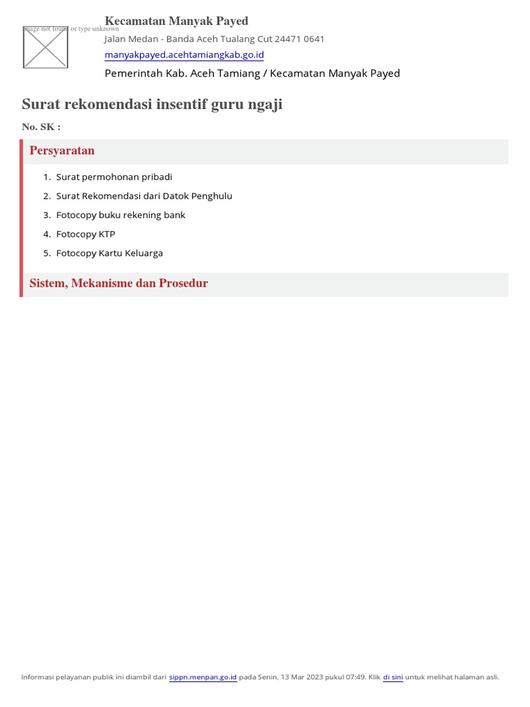 Prosedur Insentif Guru Ngaji | PDF