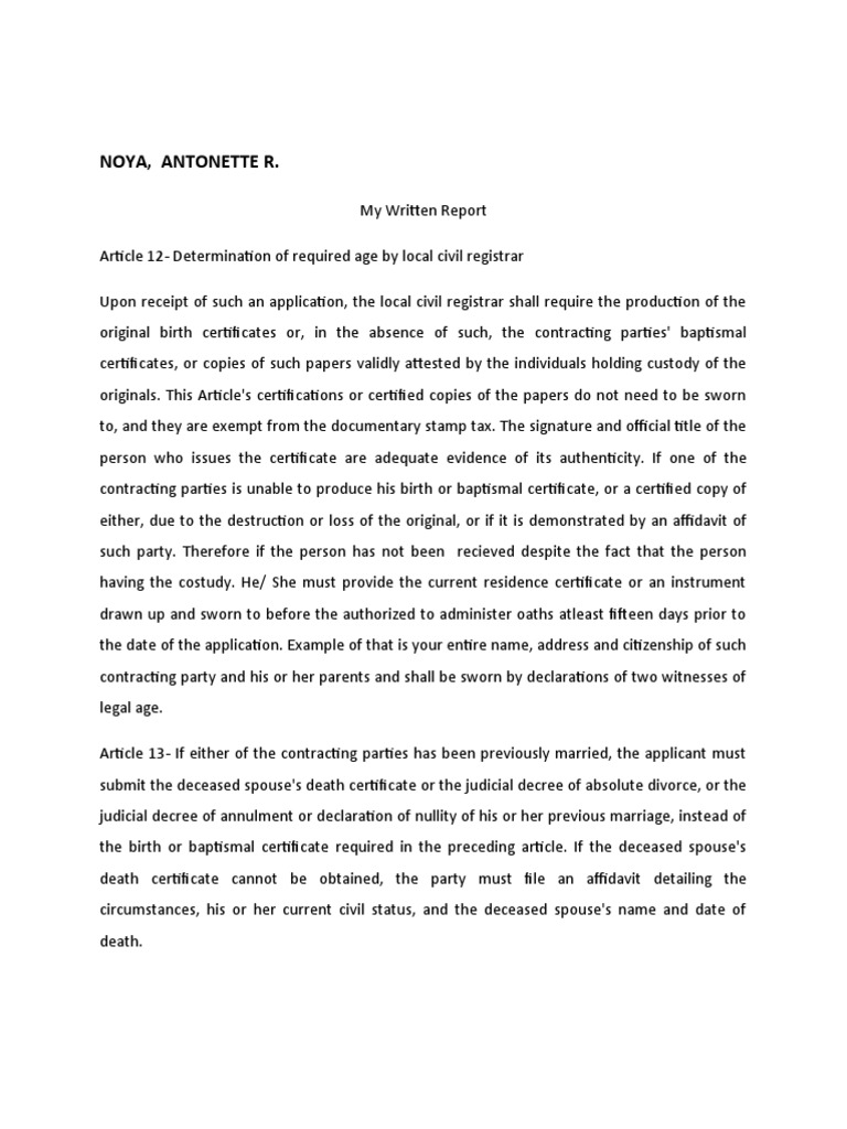 My Written Report - WPS Office | PDF | Marriage License | Marriage