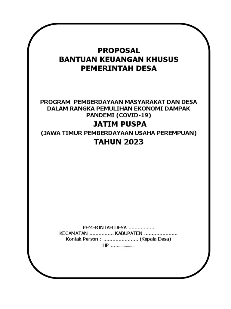 Proposal Permohonan BKK Program Jatim Puspa 2023 | PDF