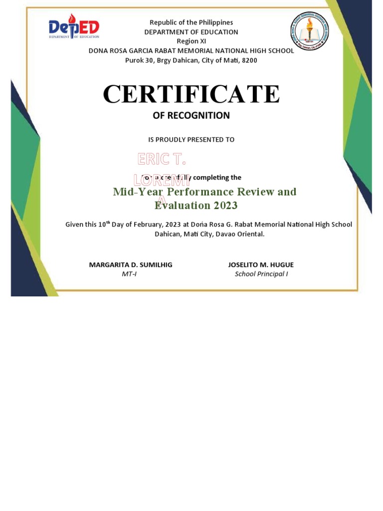 Certificate of Recognition MPRE 2023 | PDF